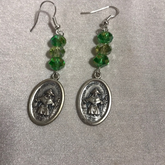 Jewelry | Green Virgen De Guadalupe Religious Earrings Set | Poshmark